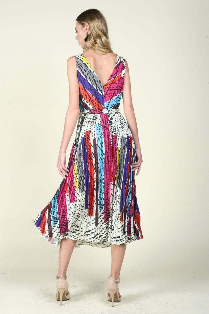 Jolie Pleated Sleeveless Midi Dress - Battenburg – Eva Franco