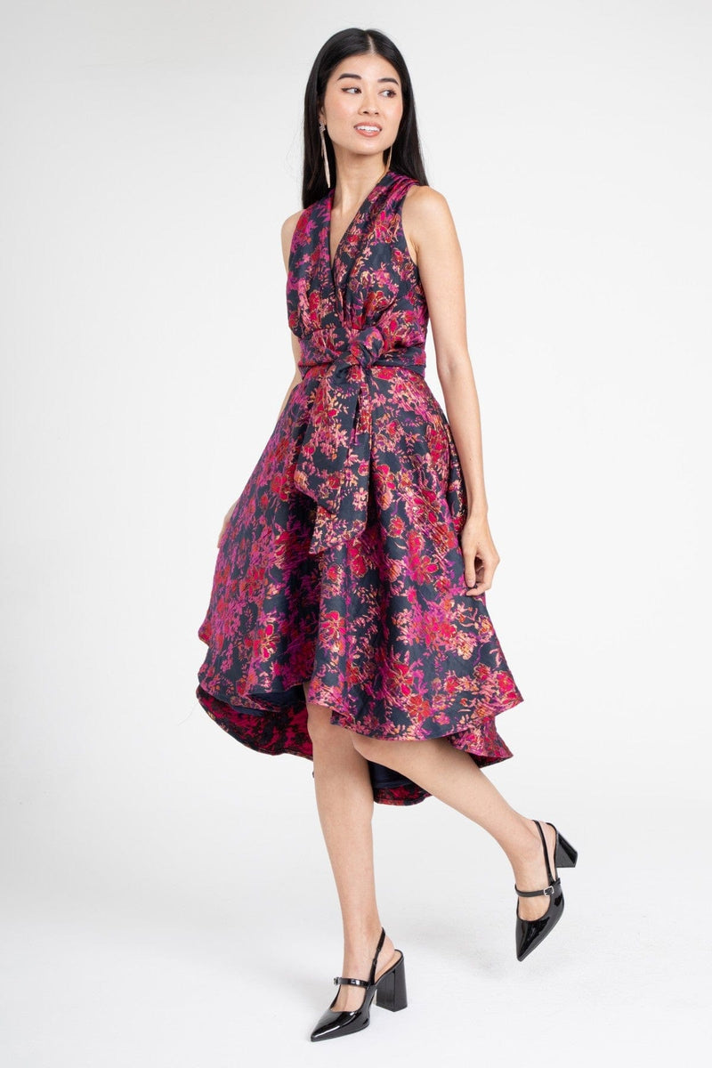 Masha High Low Fit and Flare Dress in Viola Bloom – Eva Franco