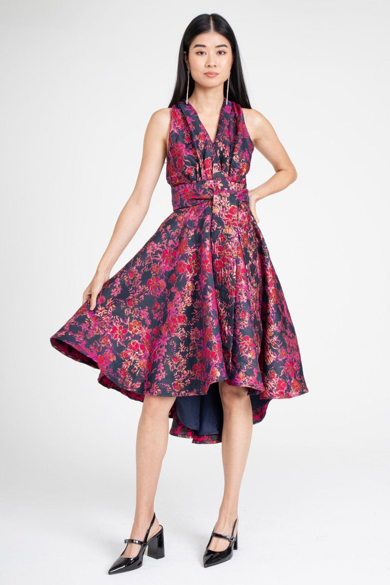 Masha High Low Fit and Flare Dress in Viola Bloom – Eva Franco