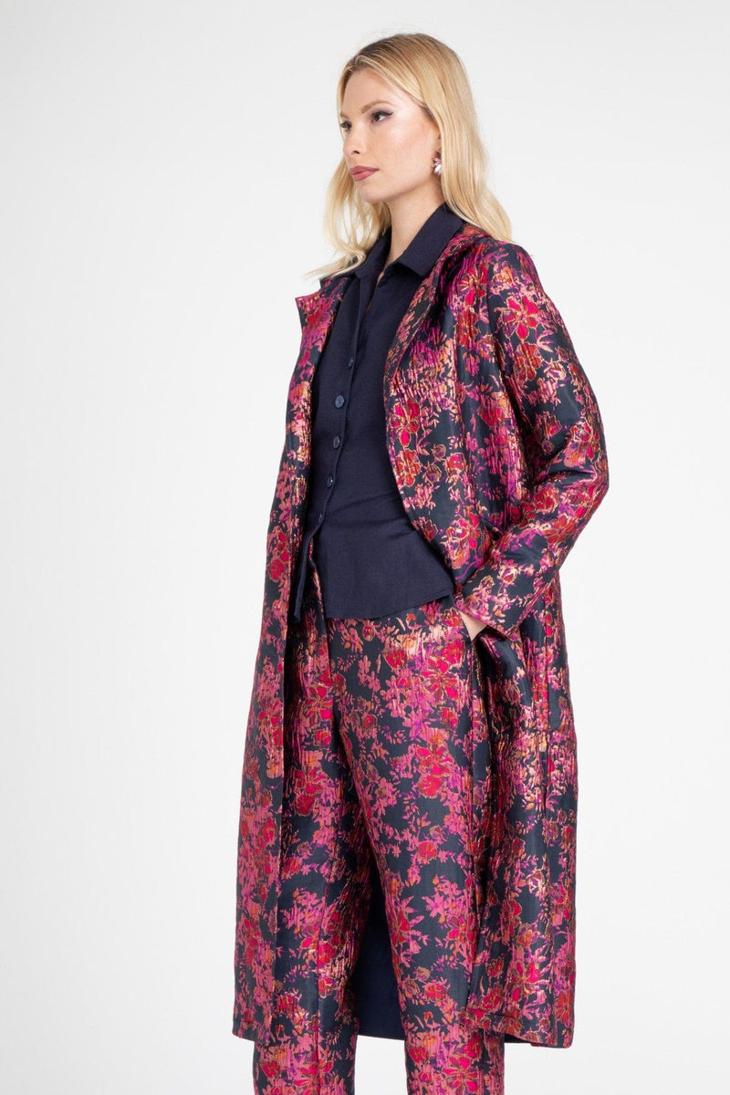 Anlet Longline Single Breasted Coat in Viola Bloom – Eva Franco