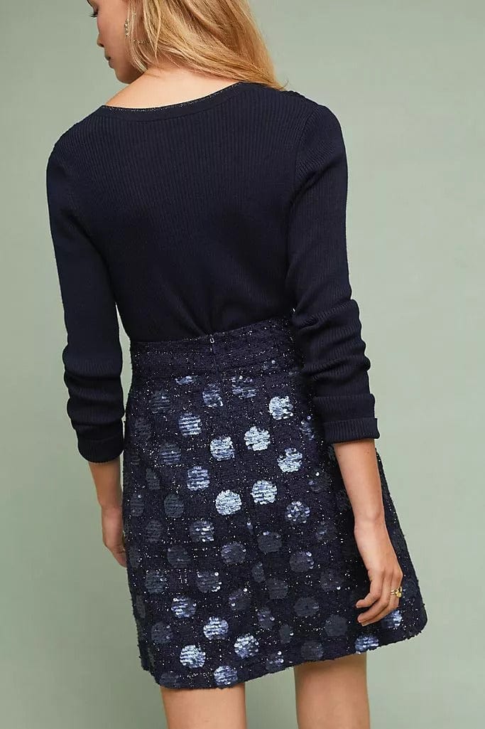 Sequin Navy Dot Mini Skirt – Eva Franco