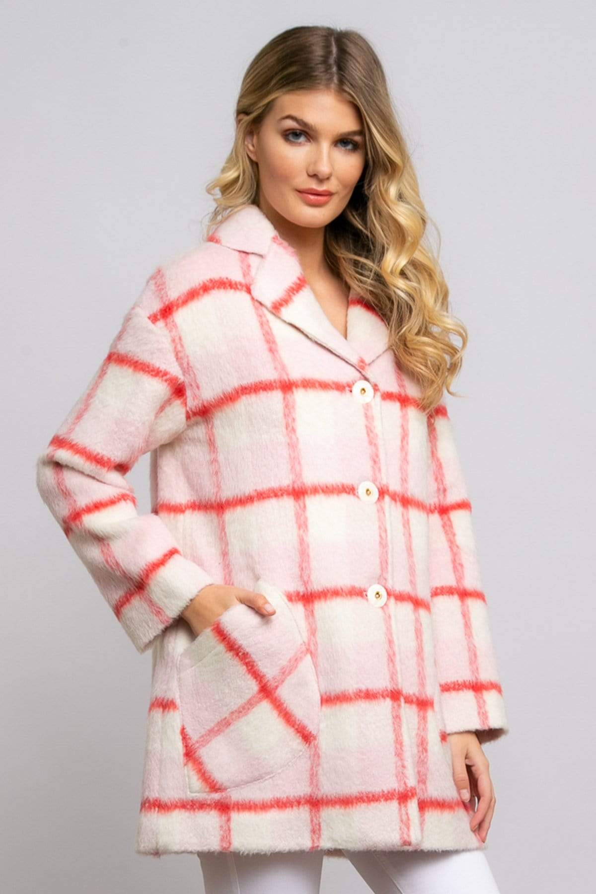 Strawberry Plaid Coat – Eva Franco