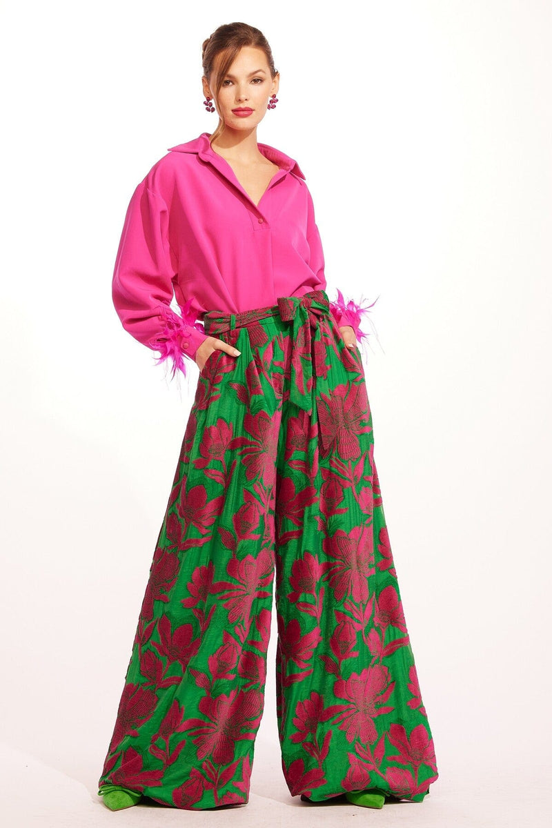 Salinger Wide-Leg Pants - Camellia Bloom – Eva Franco