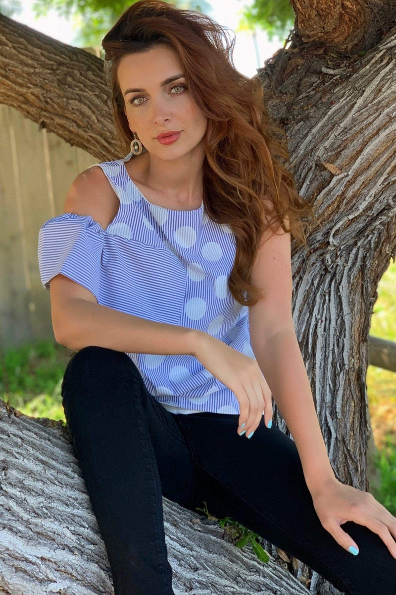 One Shoulder sleeveless Ace Top - Confetti Dot – Eva Franco