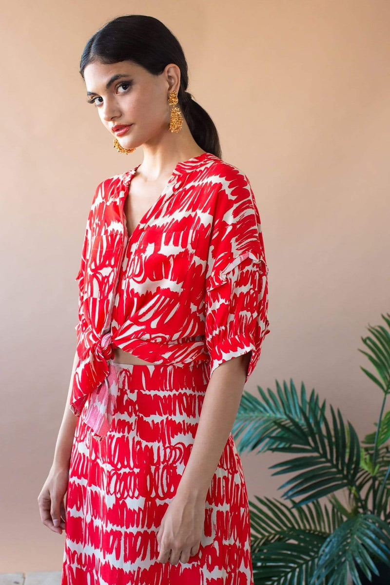 Louisa Top - Red Script – Eva Franco